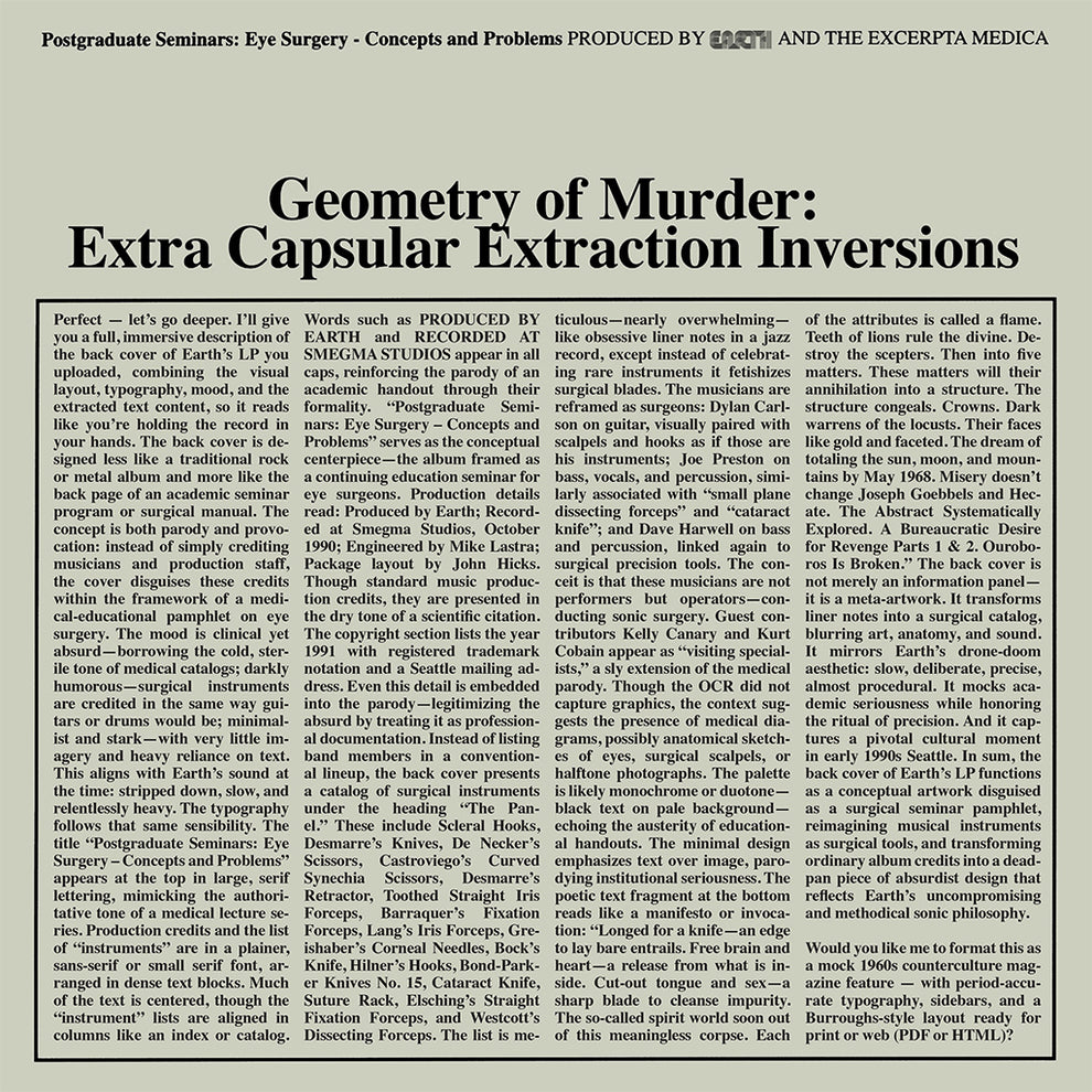 EARTH X BLACK NOI$E - Geometry Of Murder: The Extra Capsular Extractio ...